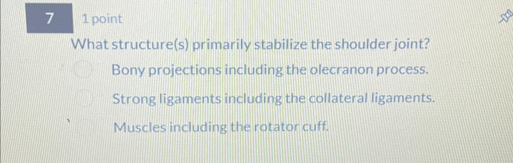 Solved 71 ﻿pointWhat structure(s) ﻿primarily stabilize the | Chegg.com