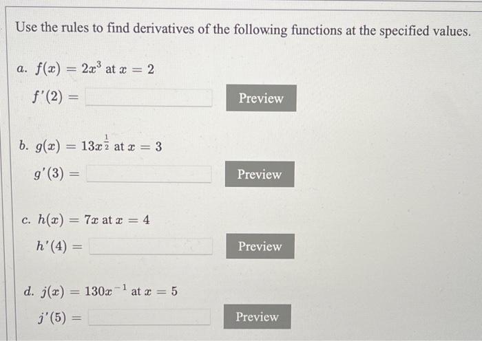 Solved Use the rules to find derivatives of the following | Chegg.com