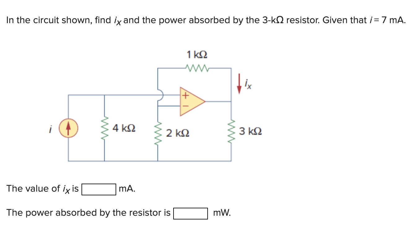 Solved In the circuit shown, find ix ﻿and the power absorbed | Chegg.com