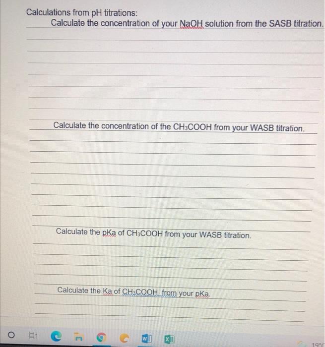 Calculations from pH titrations: Calculate the | Chegg.com