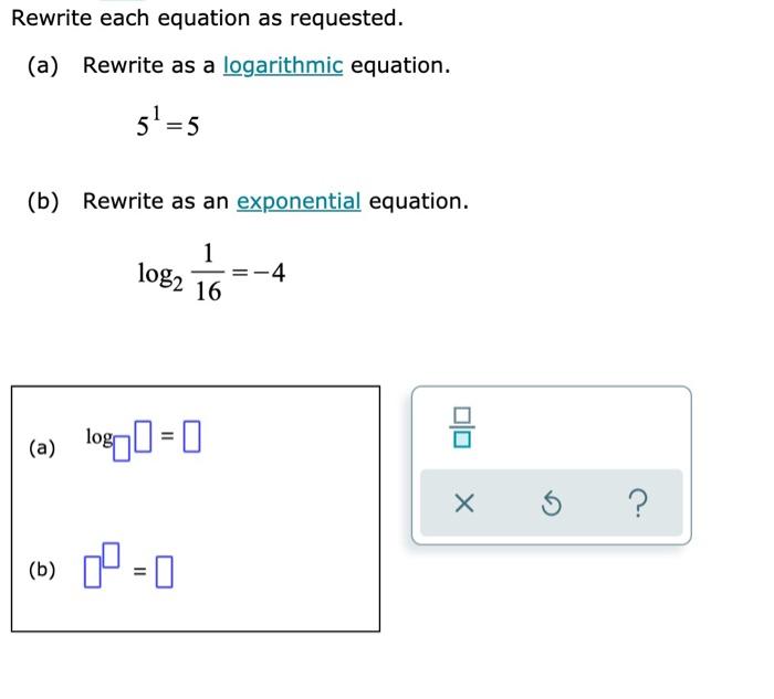 Solved Rewrite each equation as requested. (a) Rewrite as a | Chegg.com