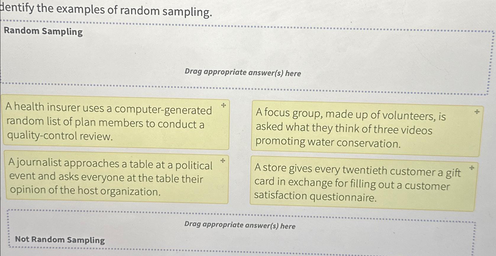 dentify the examples of random sampling.Random | Chegg.com