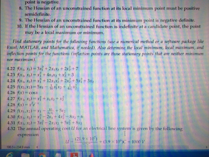 Solved point is negative. 8. The Hessian of an unconstrained | Chegg.com