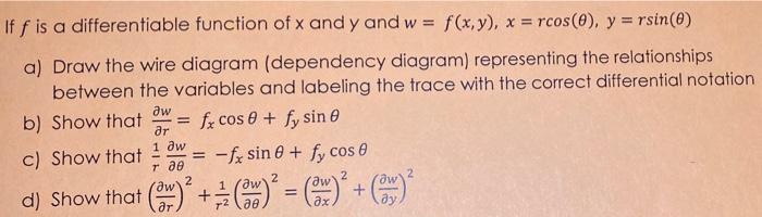 Solved = If f is a differentiable function of x and y and w | Chegg.com