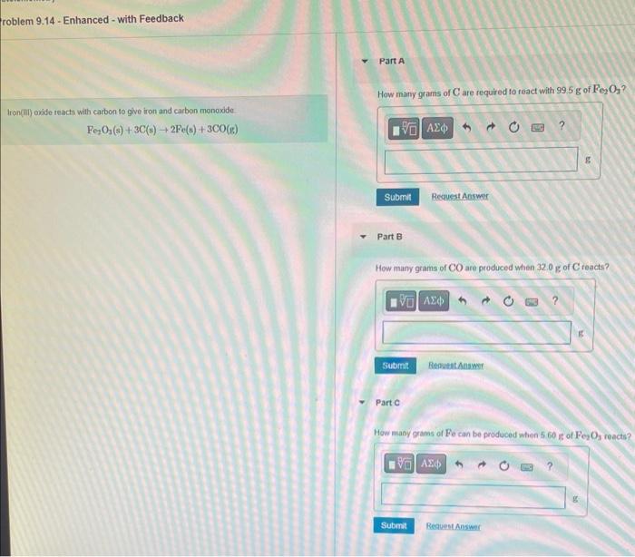 Solved How many grams of C are required to react with 99.5 g | Chegg.com