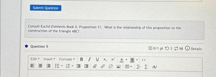 Solved Submit Question Consult Euclid Elements Book II, | Chegg.com