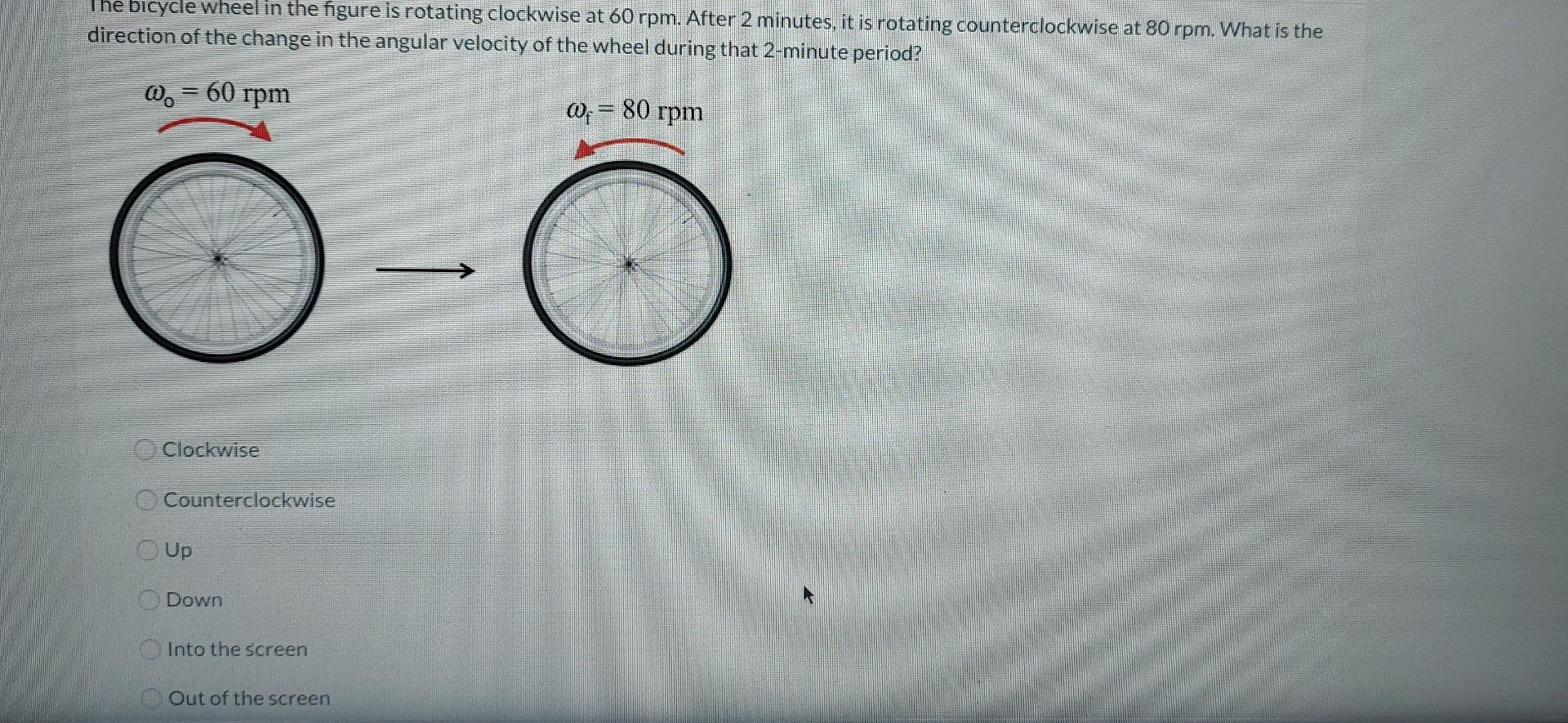 Solved The bicycle wheel in the figure is rotating clockwise | Chegg.com