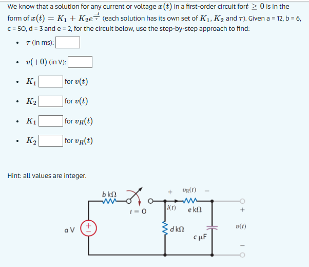 Solved We know that a solution for any current or voltage | Chegg.com
