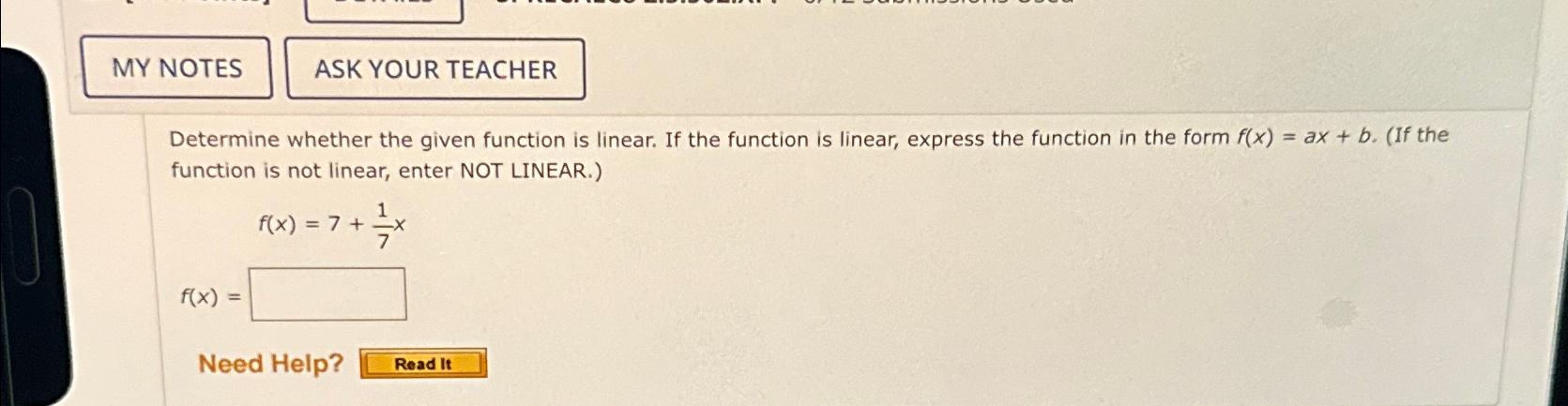 Solved Determine Whether The Given Function Is Linear If