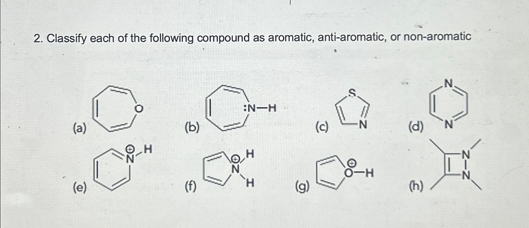 Solved Classify each of the following compound as aromatic, | Chegg.com