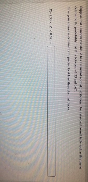 Solved Suppose that a random variable Z has a standard | Chegg.com