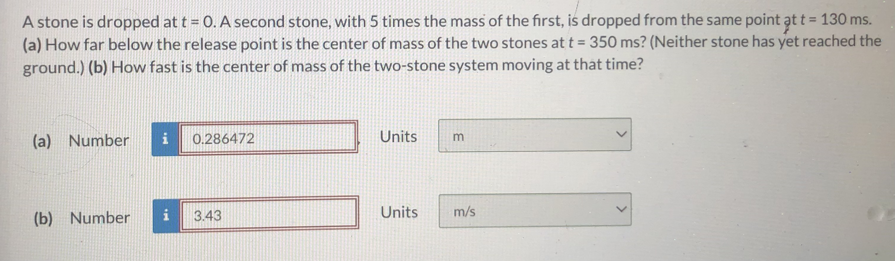 Solved A stone is dropped at t=0. ﻿A second stone, with 5 | Chegg.com