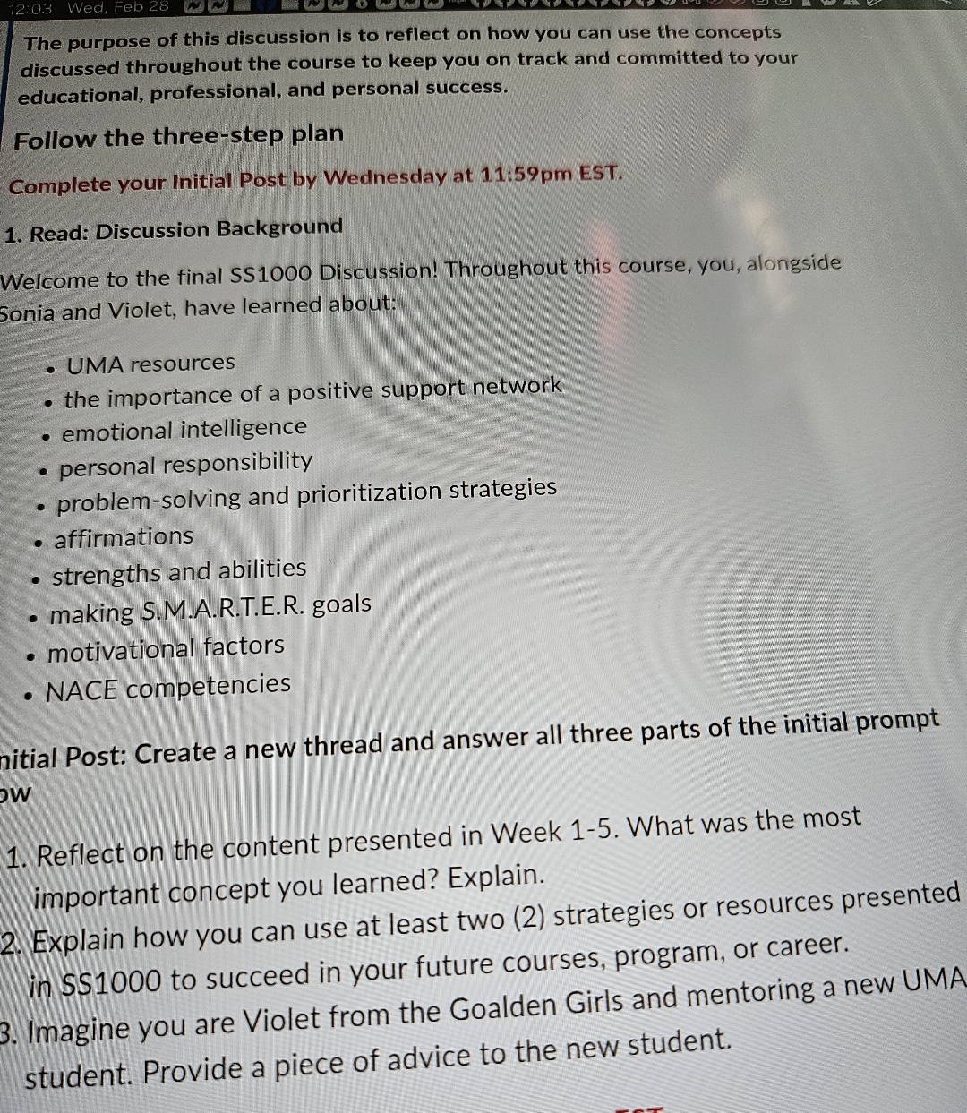 Solved The purpose of this discussion is to reflect on how | Chegg.com