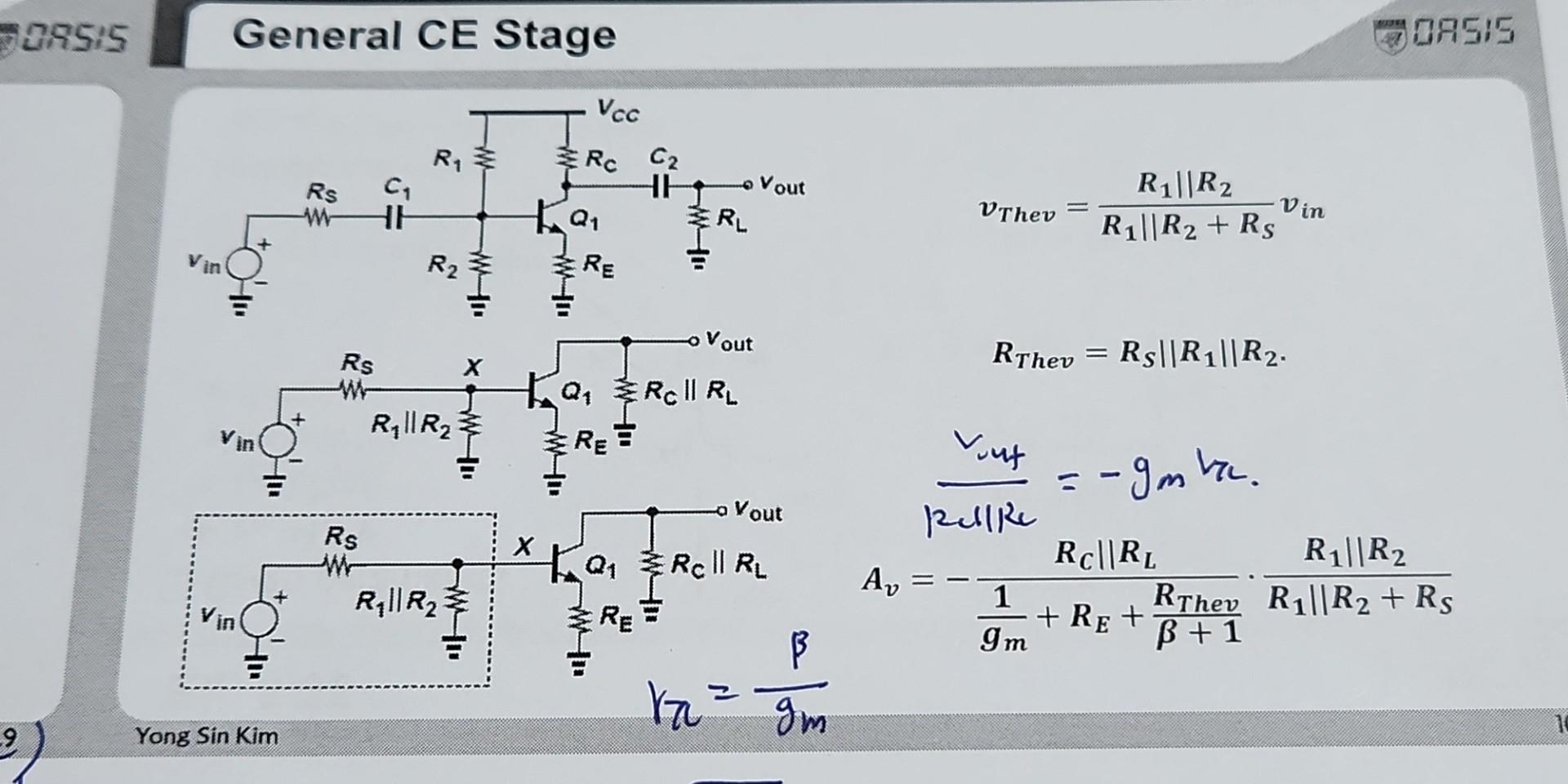 General CE Stage vThev =R1∥R2+RSR1∥R2vin | Chegg.com