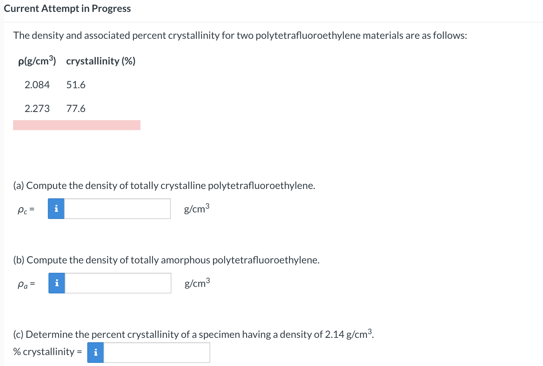 Current Attempt in ﻿ProgressThe density and | Chegg.com