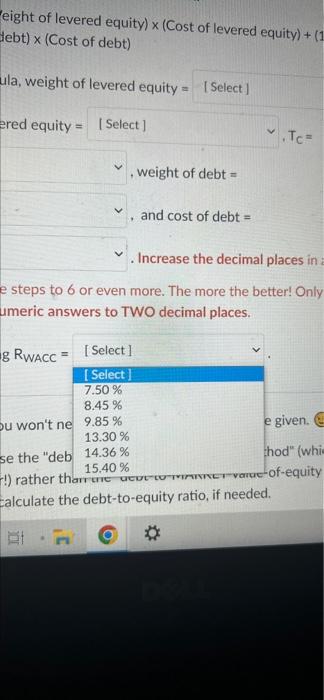 Solved pictures 3-8 are just the drop down options for the | Chegg.com