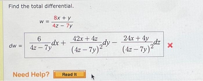 Solved Find the total differential. | Chegg.com