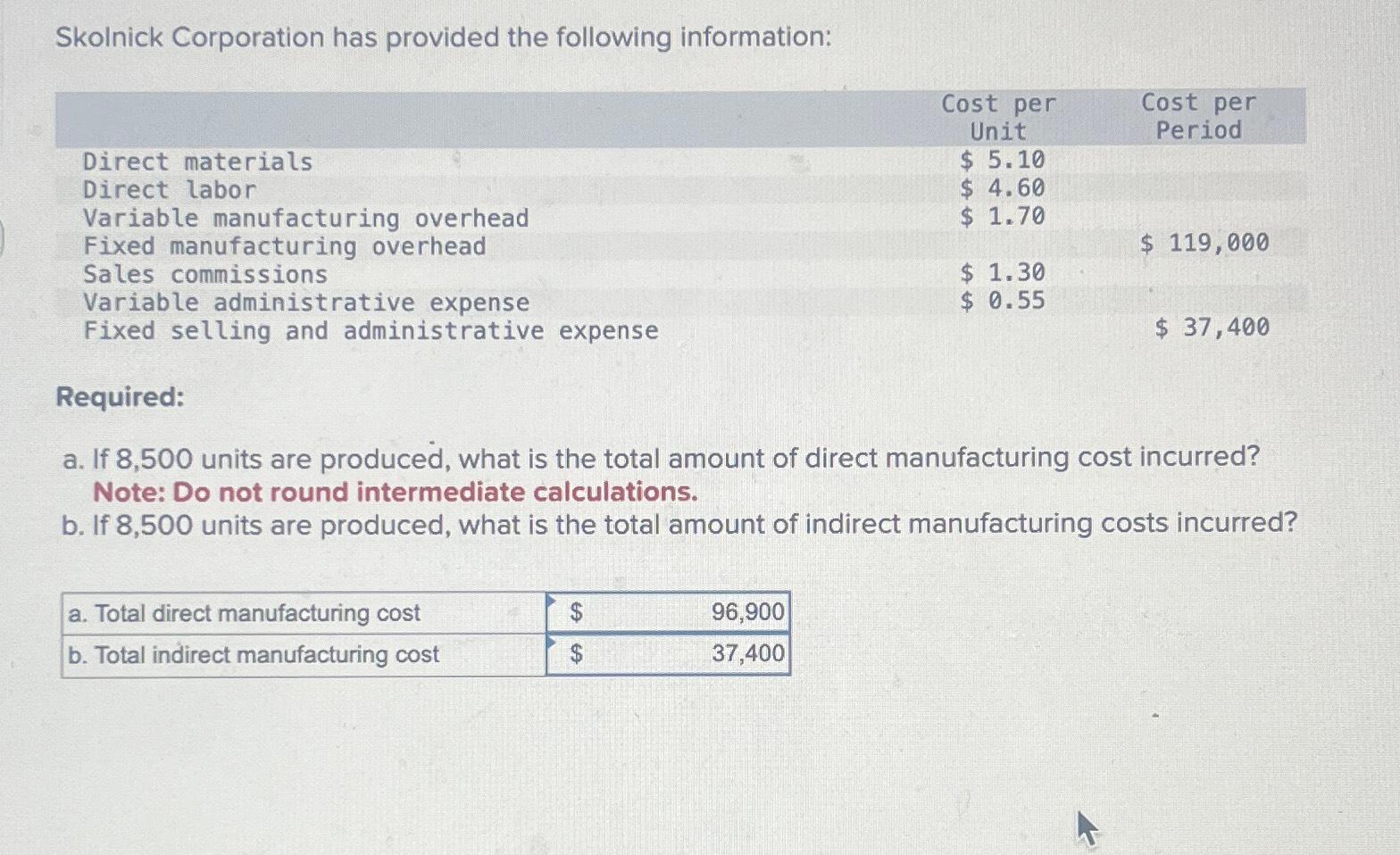 Solved Skolnick Corporation has provided the following | Chegg.com