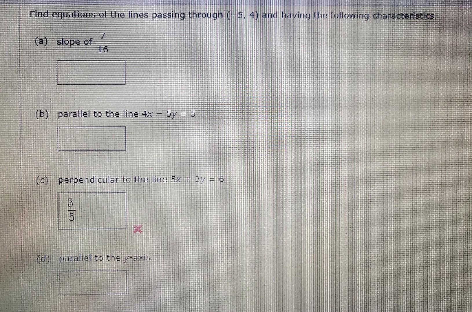 Solved Find equations of the lines passing through (−5,4) | Chegg.com