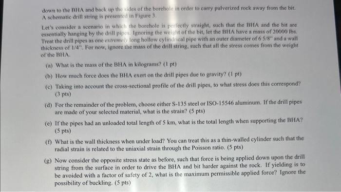Solved 3 Stress and Strain in a Drill String (25 pts) Figure | Chegg.com