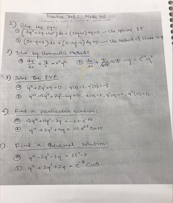 1) Solve the eqn: (1) (2y2+2y+4x2)dx+(2xy+x)dy=0-Use | Chegg.com