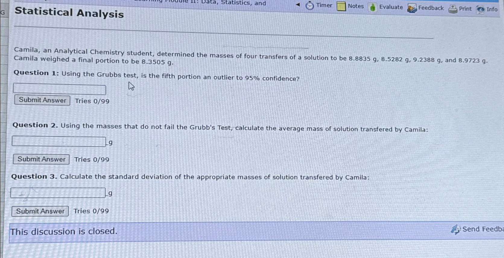 Solved Statistical AnalysisCamila, an Analytical Chemistry | Chegg.com