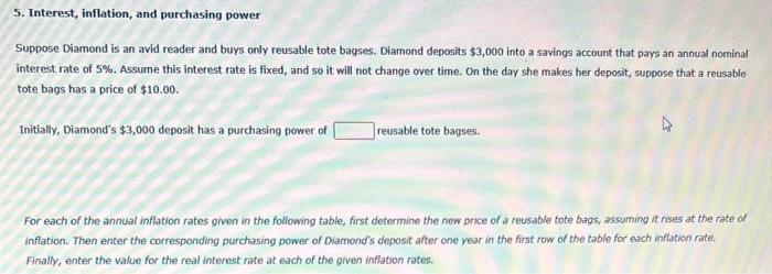 Solved 5. Interest, inflation, and purchasing power Suppose | Chegg.com