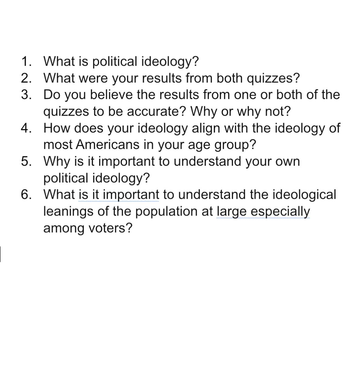 Solved What is political ideology?What were your results | Chegg.com