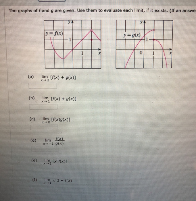 Solved The graphs of fand g are given. Use them to evaluate | Chegg.com
