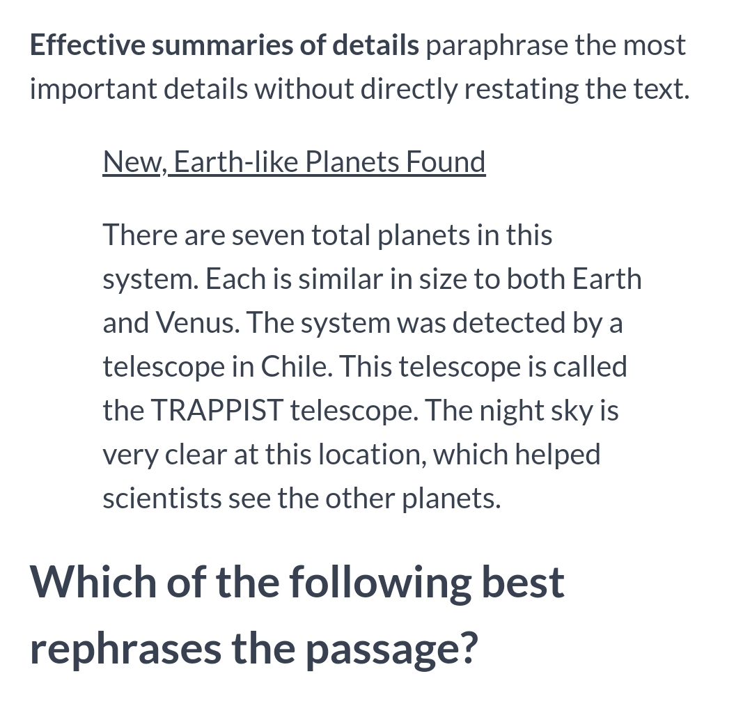 Solved Effective summaries of details paraphrase the most | Chegg.com