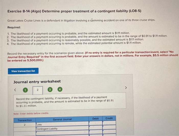 Solved Exercise 8-14 (Algo) Determine proper treatment of a | Chegg.com