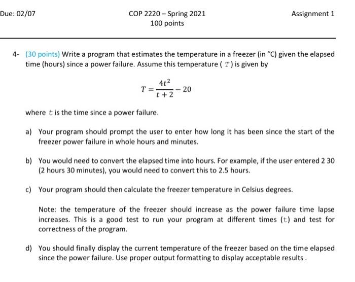 Solved Due 0207 Cop 2220 Spring 2021 100 Points 
