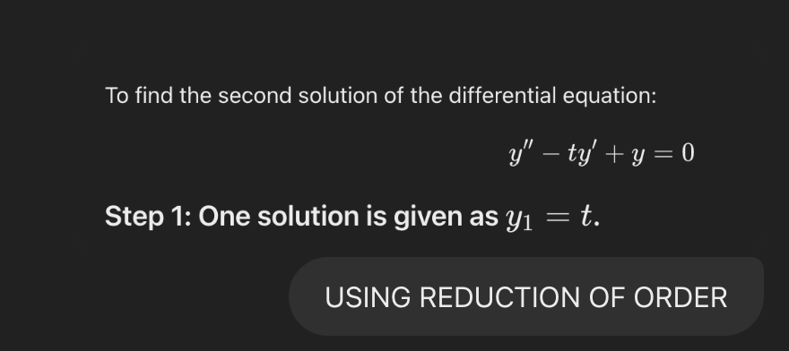 Solved To ﻿find the second solution of ﻿the differential | Chegg.com