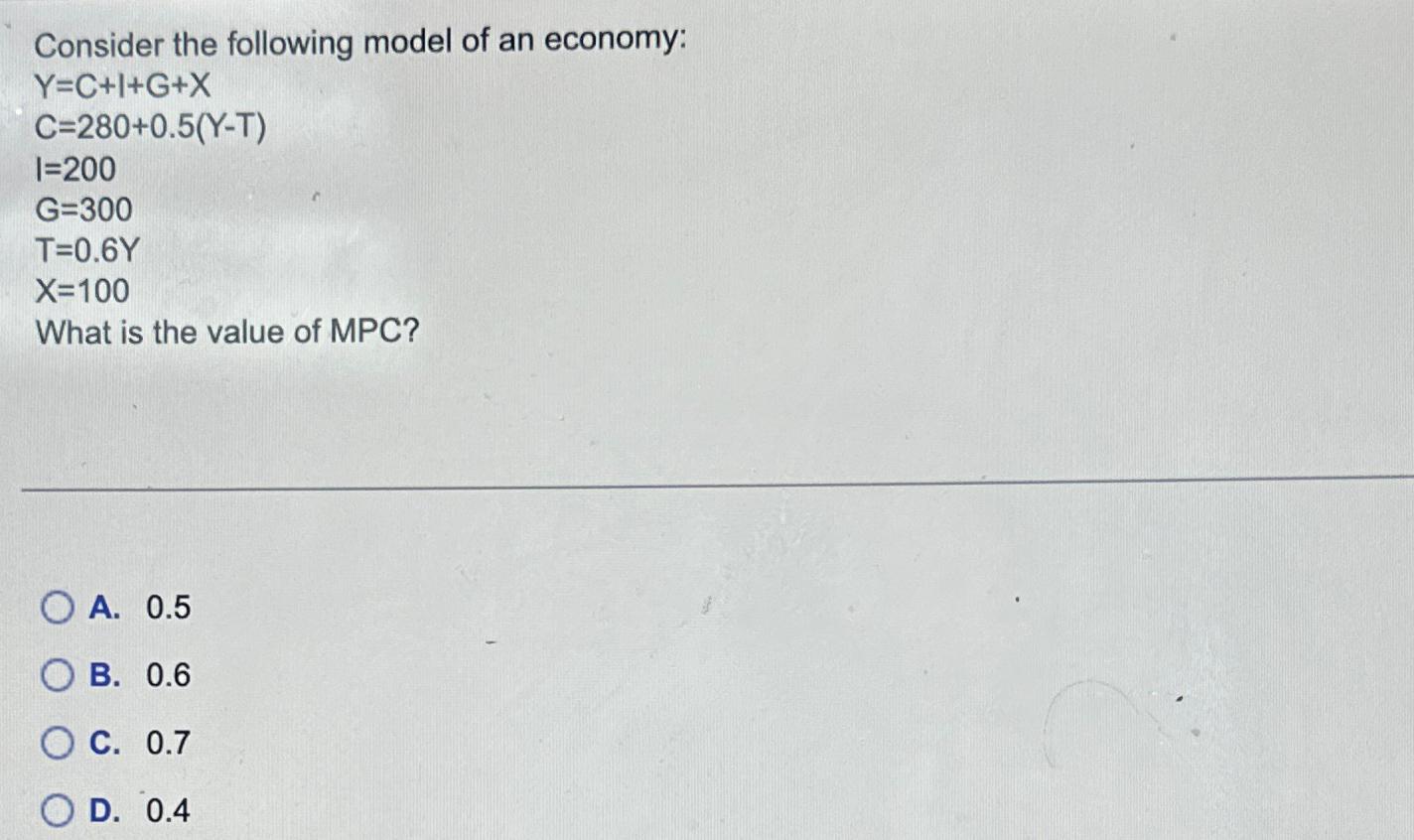 Solved Consider the following model of an | Chegg.com
