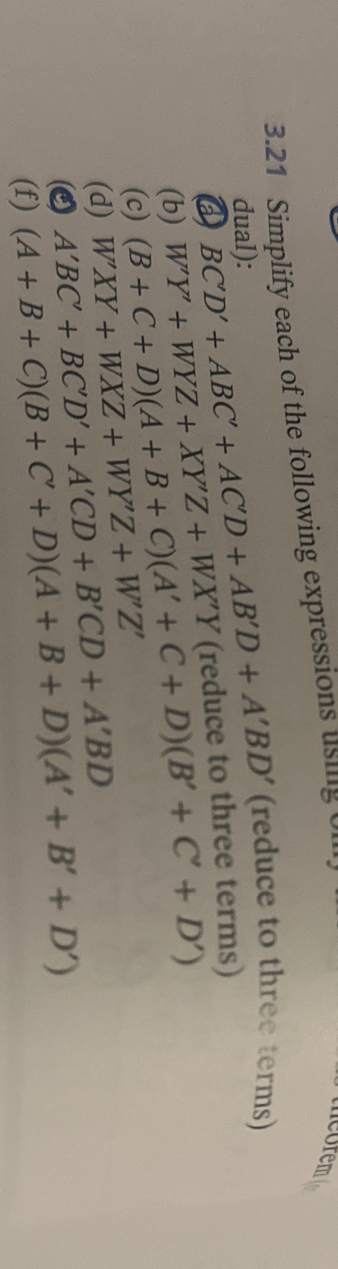 Solved 3.21 ﻿Simplify each of the following expressions | Chegg.com