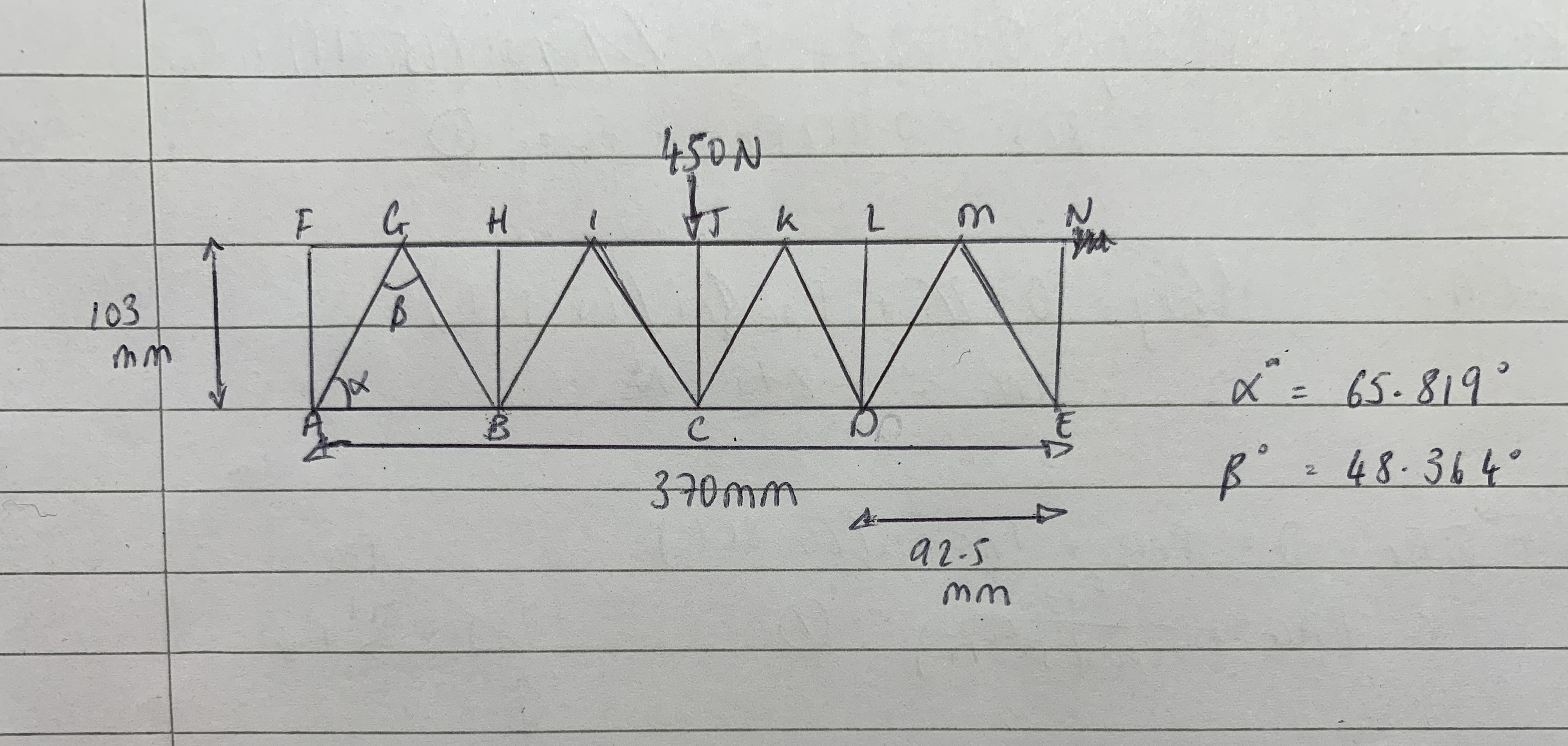Solved To ﻿calculate the forces at ﻿each letter. Free body | Chegg.com