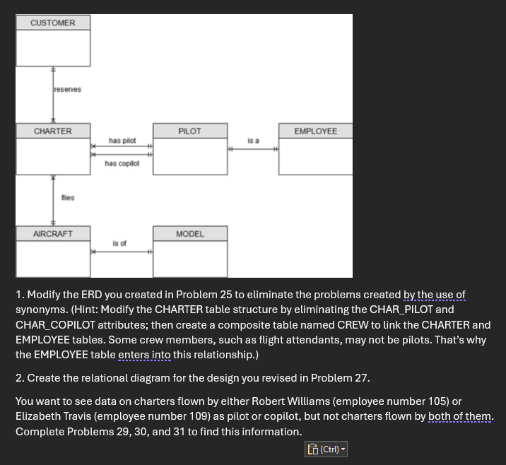 Solved Modify the ERD you created in Problem 25 ﻿to | Chegg.com