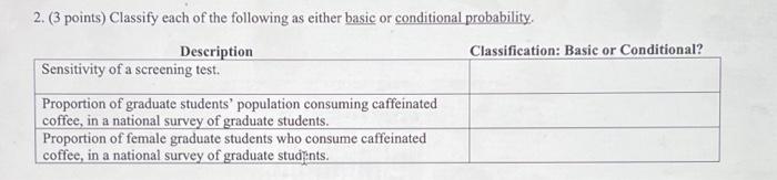 Solved 2. (3 points) Classify each of the following as | Chegg.com