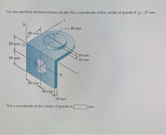 Solved For the machine element shown, locate the x | Chegg.com