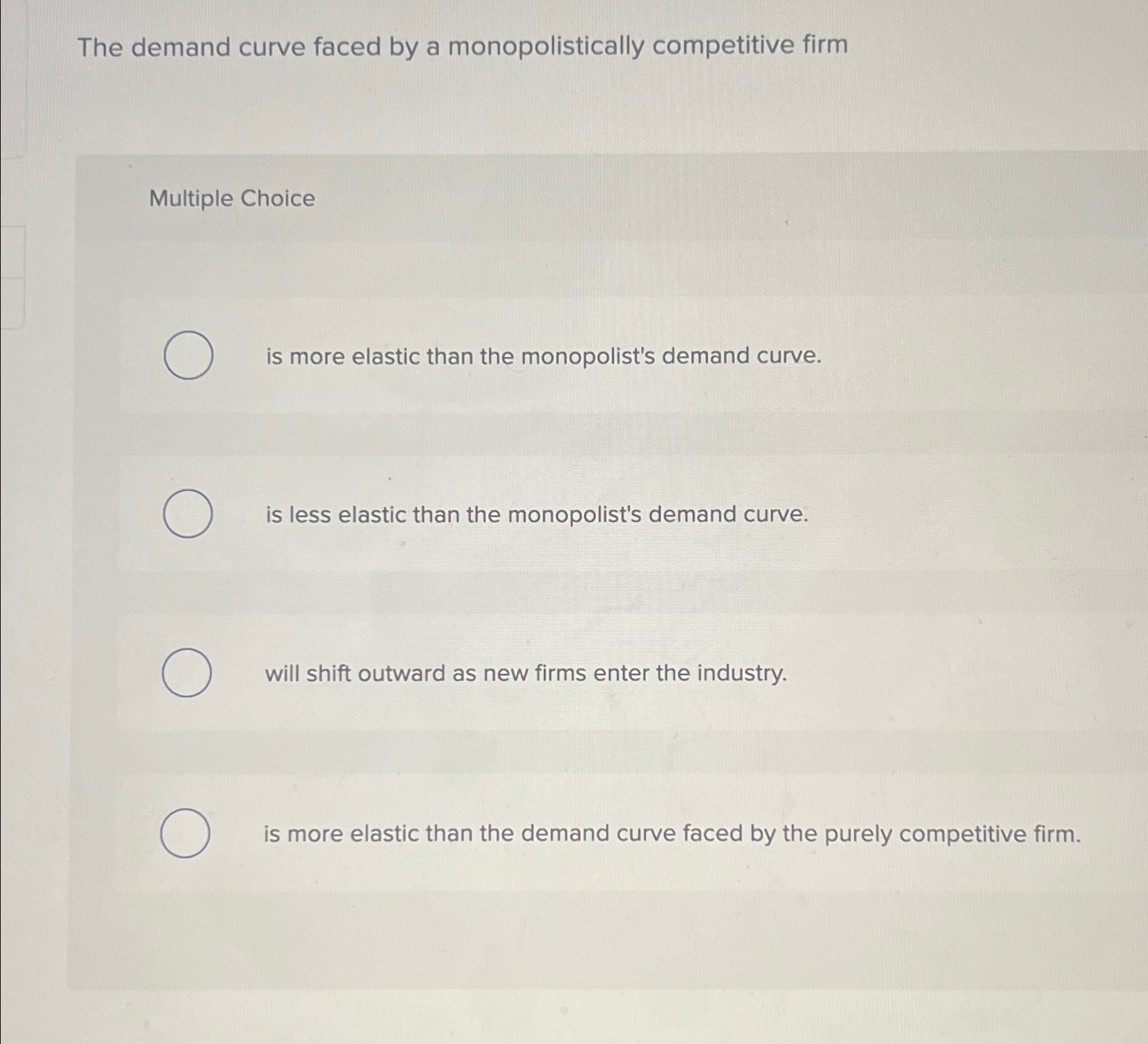 Solved The demand curve faced by a monopolistically | Chegg.com
