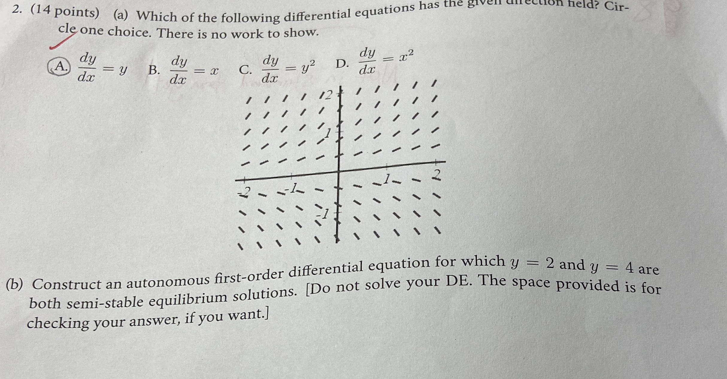 Solved (14 ﻿points) (a) ﻿Which of the following differential | Chegg.com