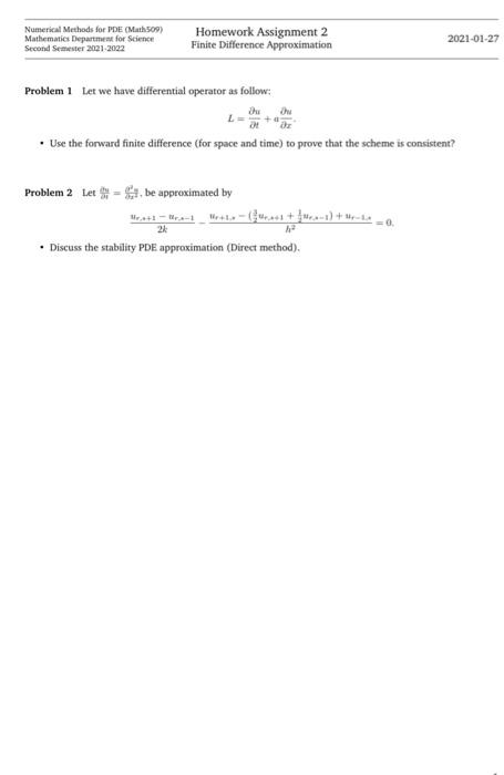Numerical Methods for PE (Math509) Mathematics | Chegg.com