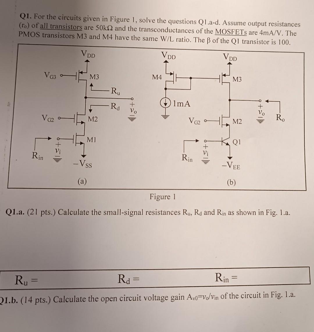 Q1. For the circuits given in Figure 1, solve the | Chegg.com