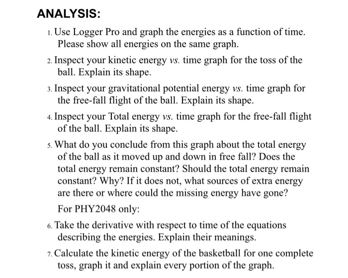 Solved ANALYSIS: 1. Use Logger Pro and graph the energies as | Chegg.com