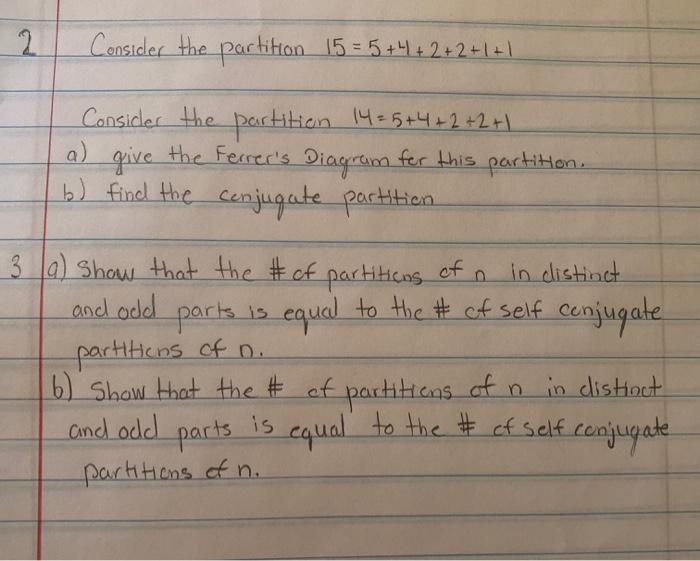 Solved 2 Consider the partition 15 = 5+4+2+2+1+1 Consider | Chegg.com