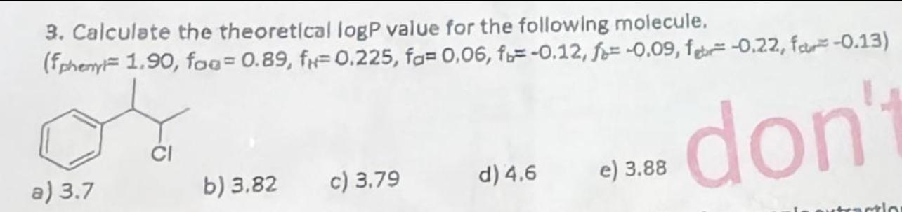 Solved Calculate the theoret|cal logp value for the | Chegg.com
