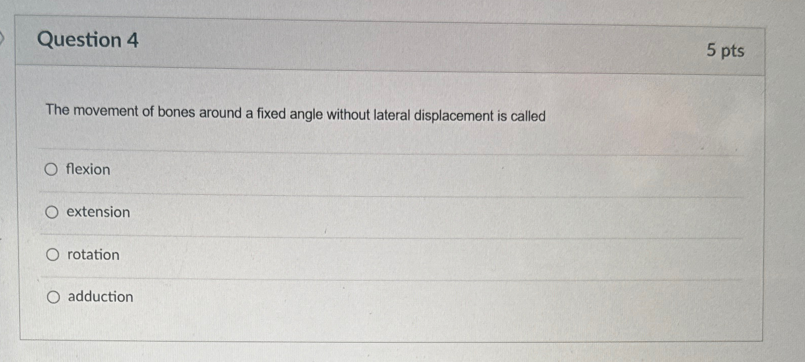 Solved Question 45 ﻿ptsThe movement of bones around a fixed | Chegg.com