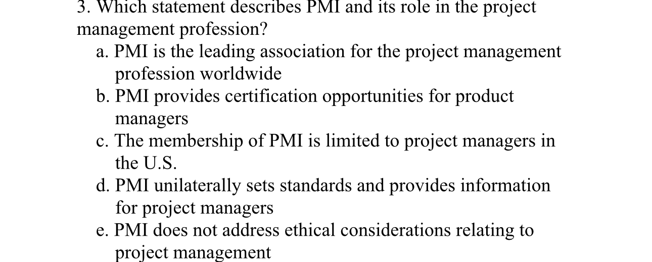 Solved Which statement describes PMI and its role in the | Chegg.com