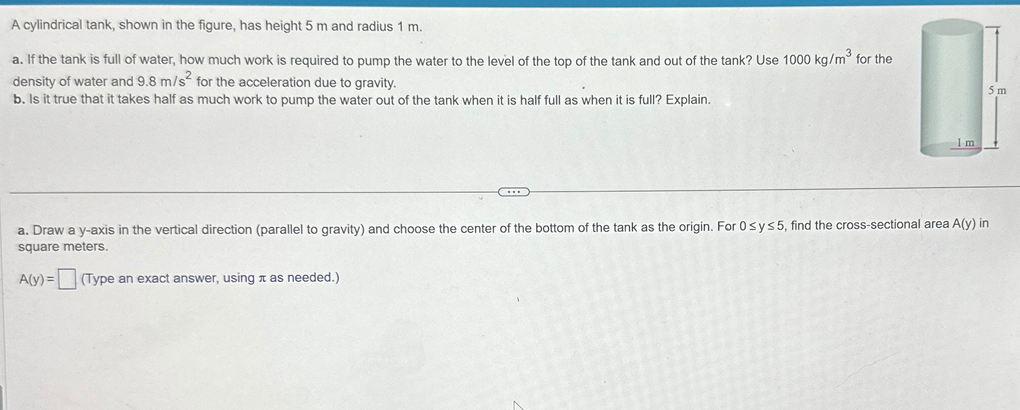 Solved A cylindrical tank, shown in the figure, has height | Chegg.com