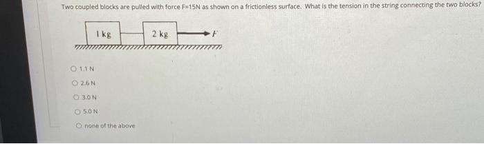 Solved Two coupled blocks are pulled with force F-15N as | Chegg.com